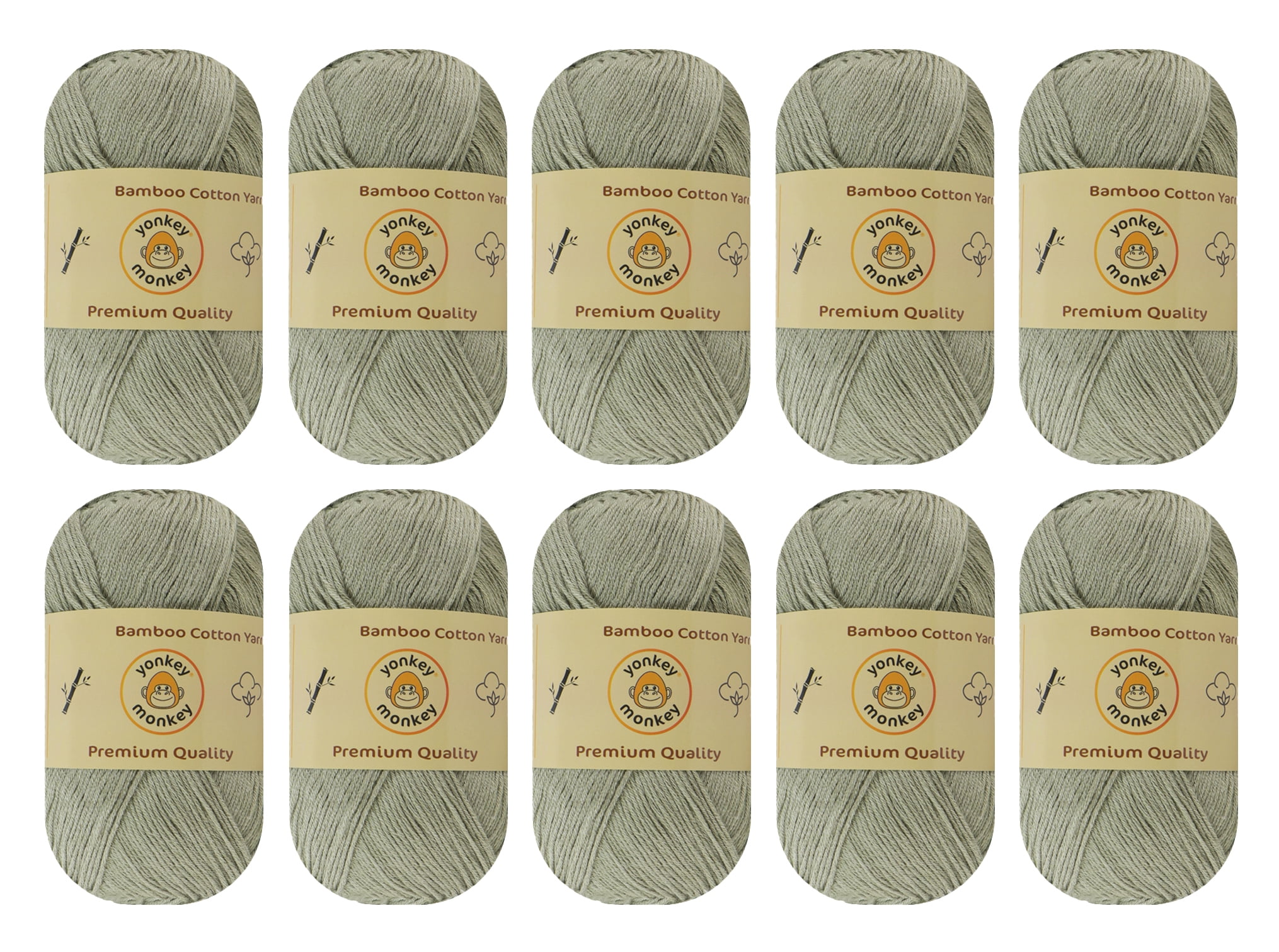 10-Pack Yonkey Monkey Skein Tencel Yarn - 70% Bamboo, 30% Cotton (Pea ...
