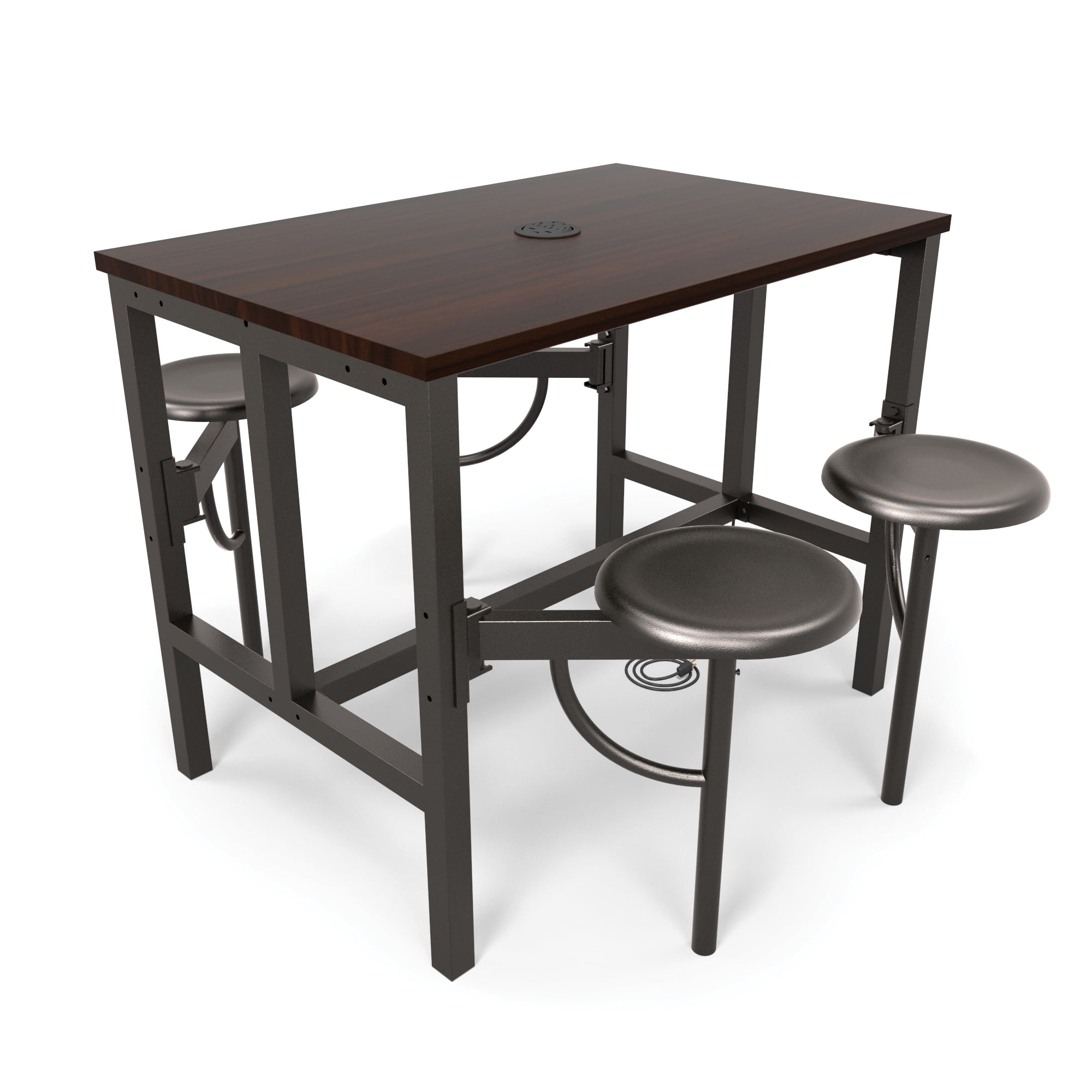 OFM Endure Series Model 9004 Standing Height 4 Seat Table, Walnut Top ...