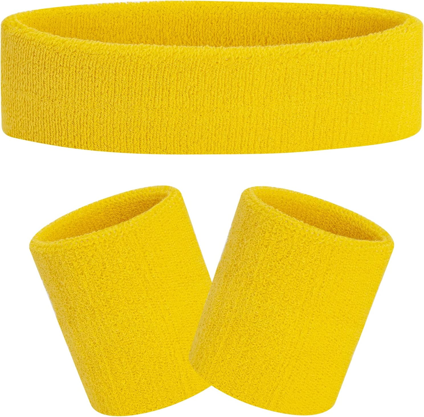 Sweatbands Set, Headband and Wrist Sweatbands, Cotton Sweat Band for ...