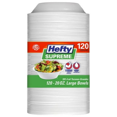 Hefty Supreme Foam Bowls, Heavyweight, Soak-Proof, Disposable, 12 oz ...