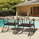 Costway Outdoor Set, 2PCS Patio Rocking Chair, Art Scroll Rocker ...