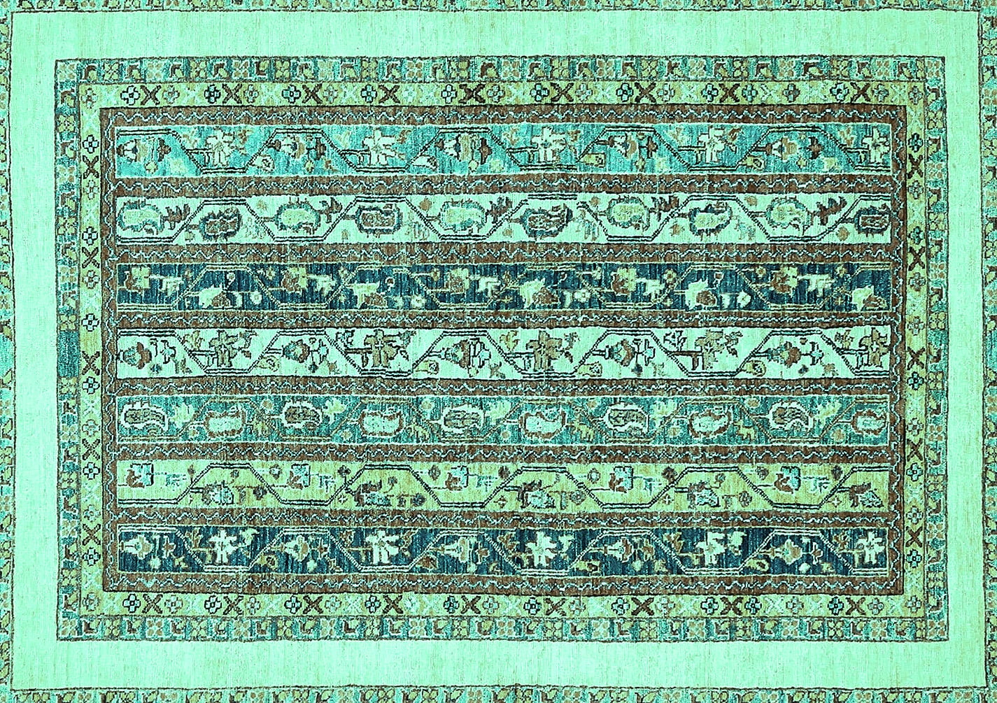 Ahgly Company Indoor Rectangle Abstract Turquoise Blue Modern Area Rugs ...