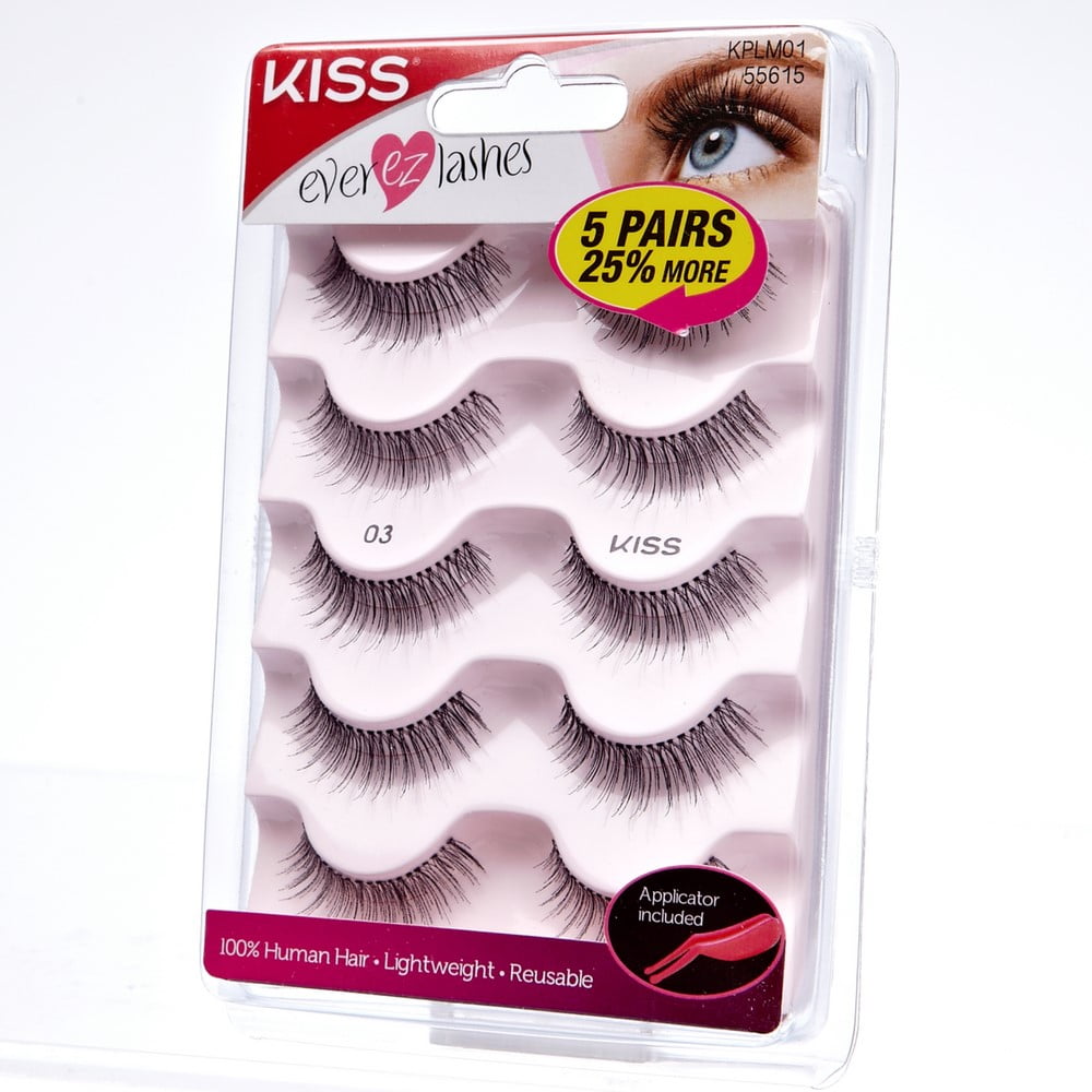 KISS Ever EZ Lashes 03, 4 Pack, 5 Pairs, Human Hair, Lightweight ...