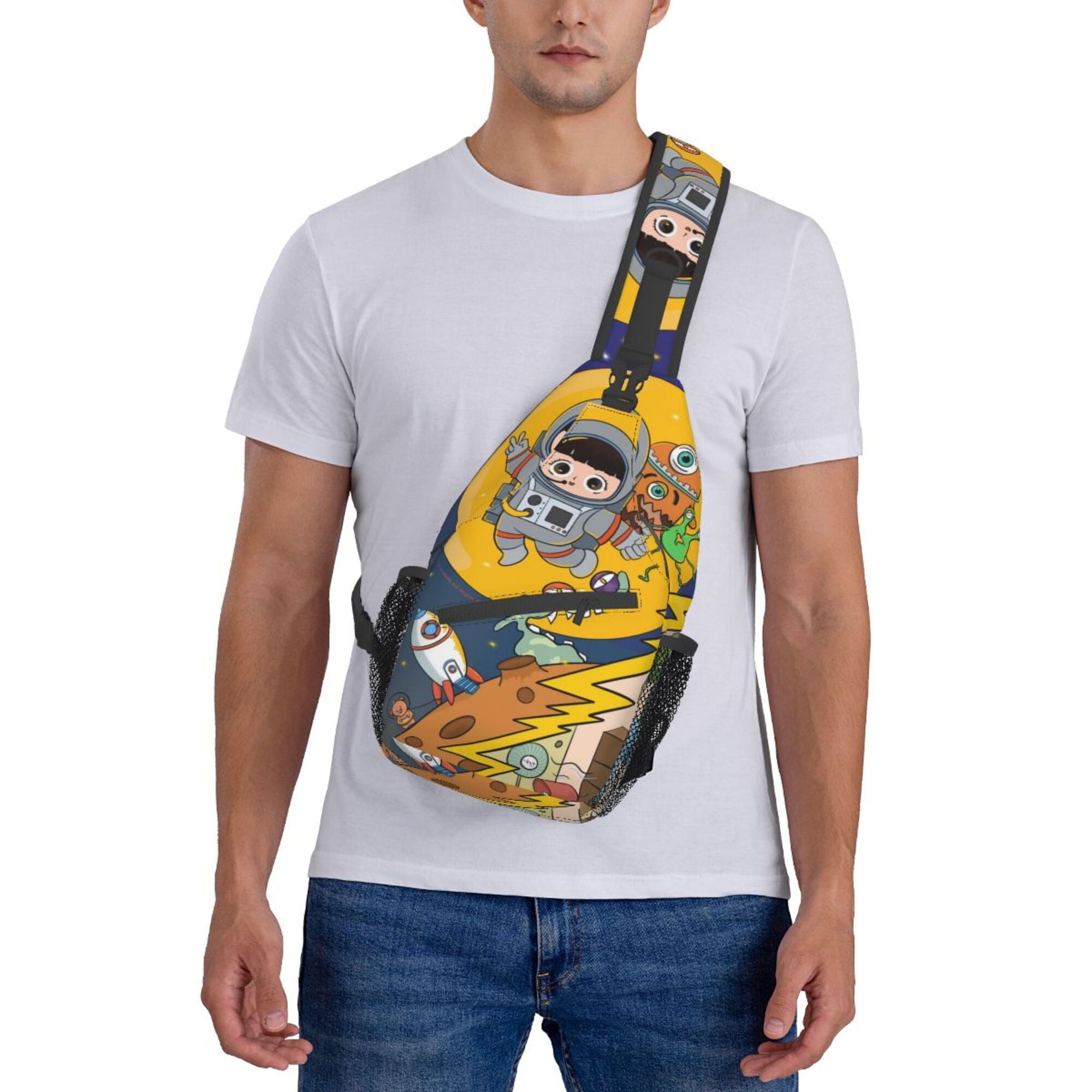 ZICANCN Astronaut Moon Monsters Crossbody Sling Bag for Men Women ...