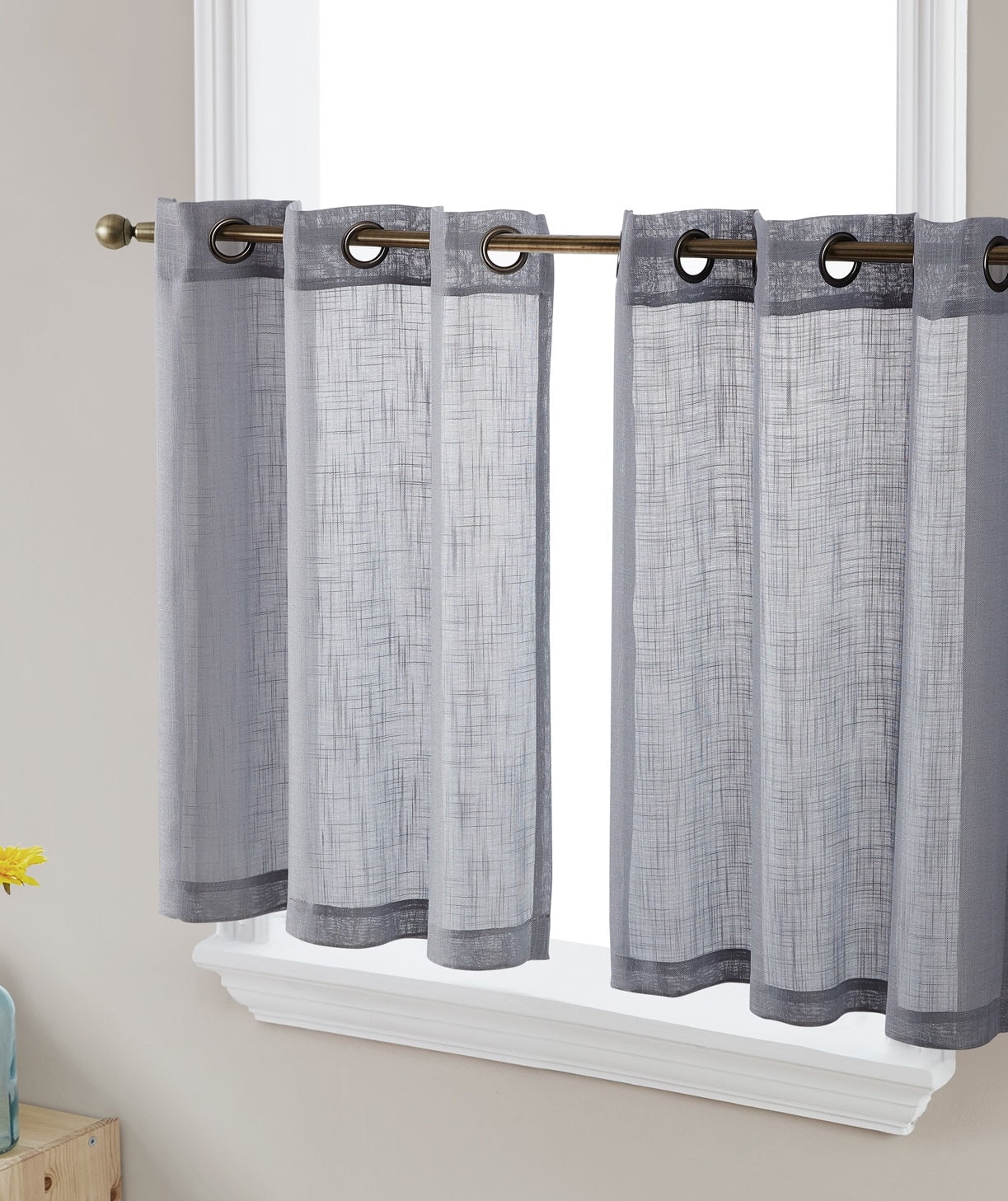 Abbey Faux Linen Grommet Cafe Tiers - Walmart.com