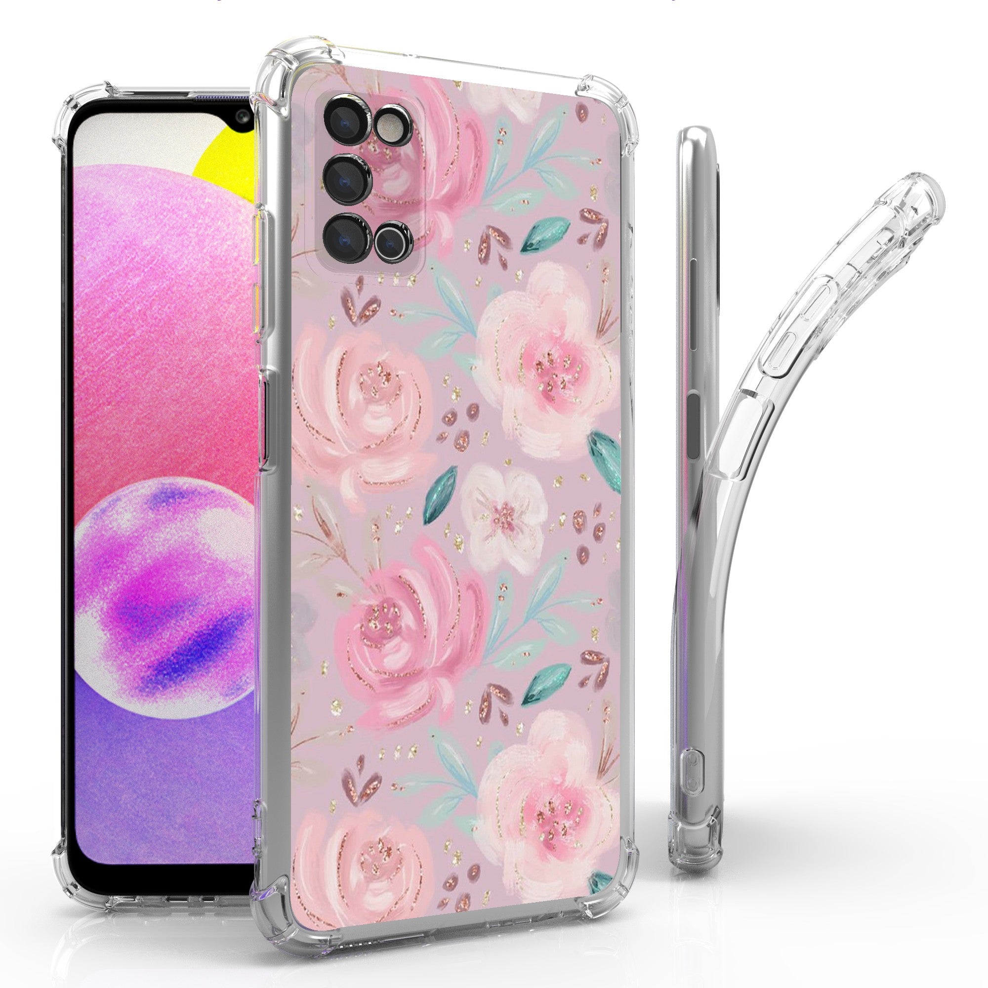 Flex Gel Slim Transparent Designed For Samsung Galaxy A03S Case Floral ...