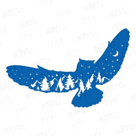 Mountain Scene Owl Wildlife Pine Tree Star 2 (Azure Blue) (Set of 2 ...