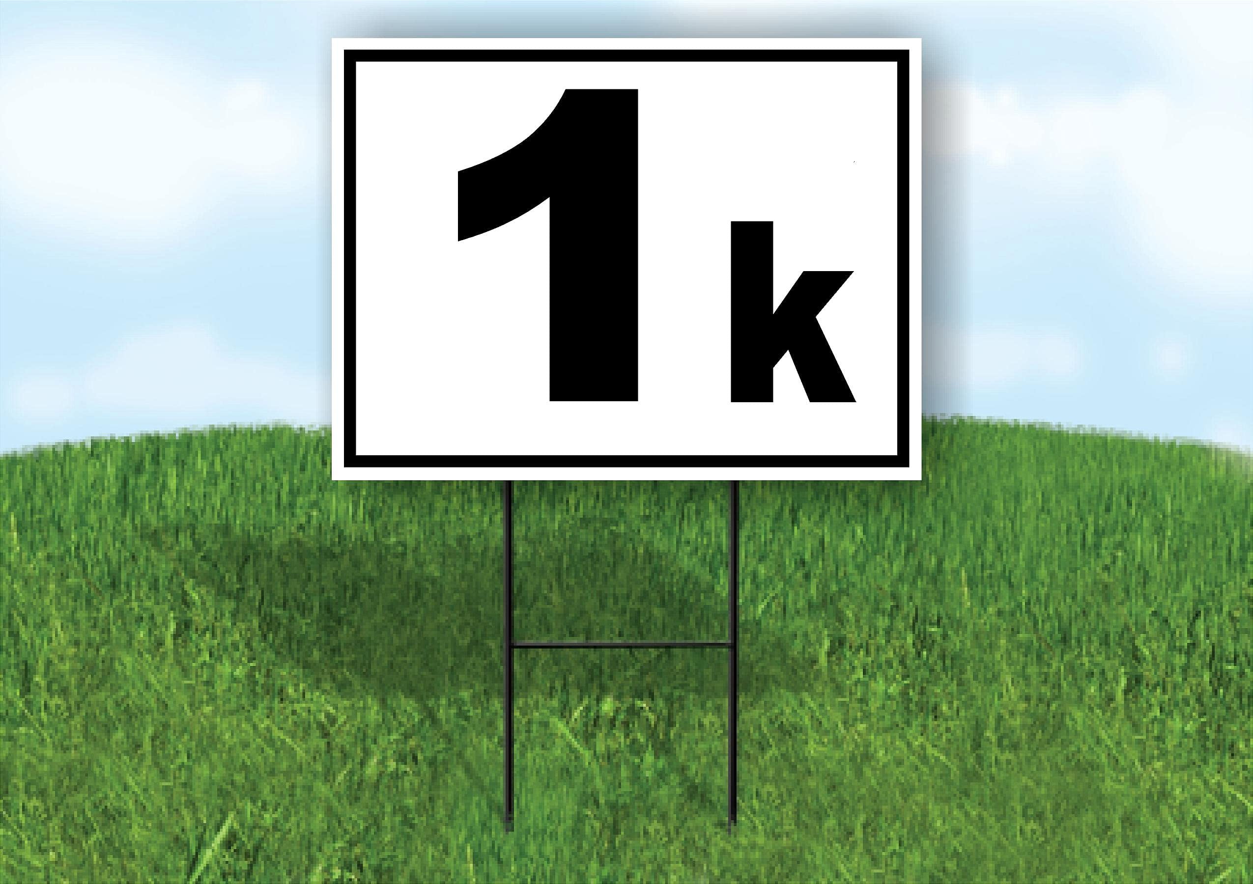 Double Sided Sign Kilometer 1 K Distance Marker Running Race Black ...