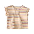 Dlentnea Toddler Girls Shirts Ruffle Sleeve Tees Cute Blouse Tops Kids ...