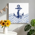 Blue White Anchor Canvas Wall Art for Living Room, Nautical Navy Blue ...