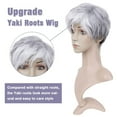 Creamily Grey Short Wigs for Women Synthetic Pixie Cut Wigs with Bangs ...