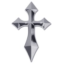 Elektroplate Pointed Christian Cross Silver Shiny Chrome OEM Automotive ...