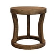Koda Solid Wood Round Accent Stool With Circle Base in Natural Brown ...