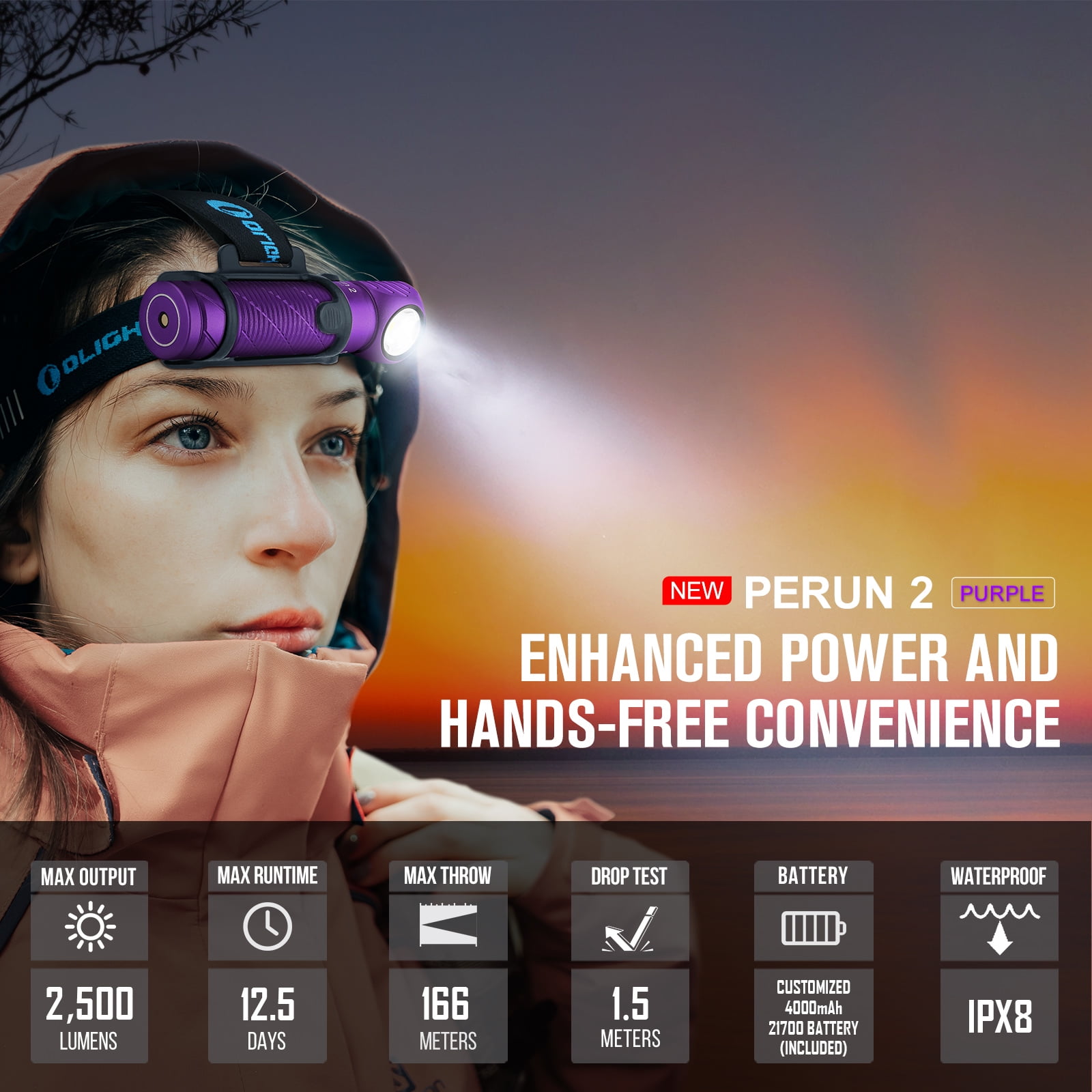 Buy Olight Perun 2 Purple Multi-functional Magnetic USB Rechargeable ...