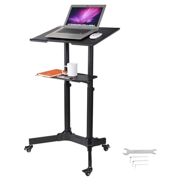 "Realspace® 28""W Height Adjustable Office Desk with Wheels, Rolling ...