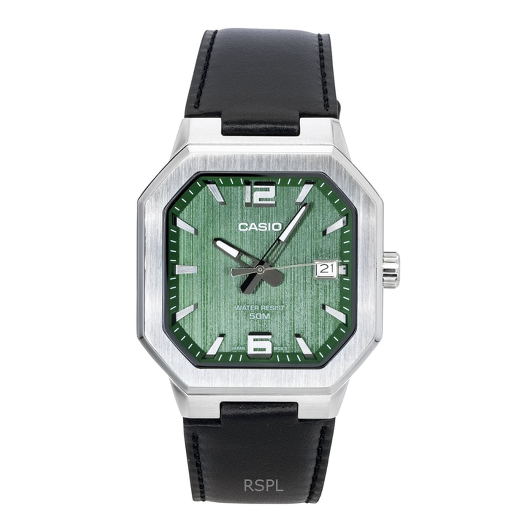 Click here for Casio Analog Leather Strap Green Dial Quartz Mtp-B... prices