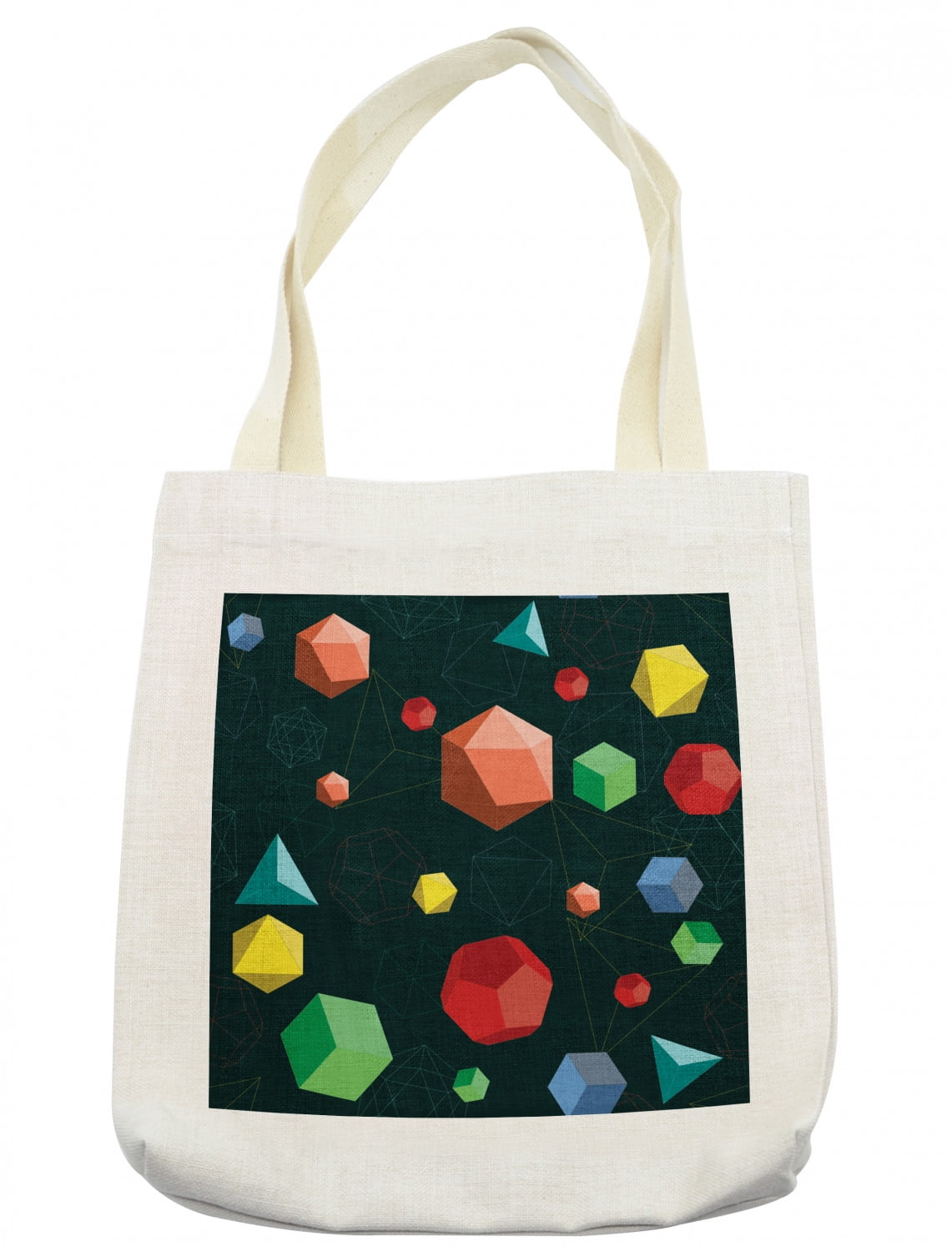 Geometric Tote Bag, Geometric 3D Styled Shapes in Vivid Colors ...