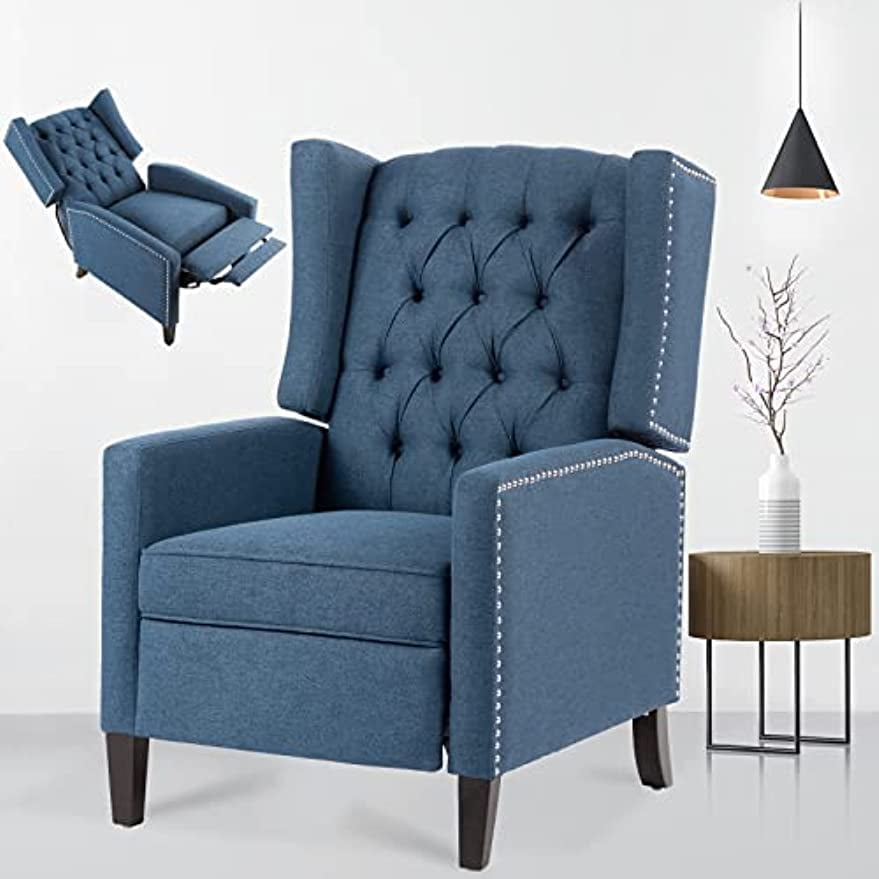 Wingback Recliner Tufted Fabric Recliner Traditional Classic Recliner ...