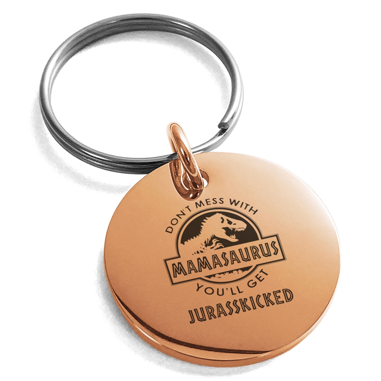 Gold Plated Stainless Steel Don't Mess With Mamasaurus Small Medallion ...