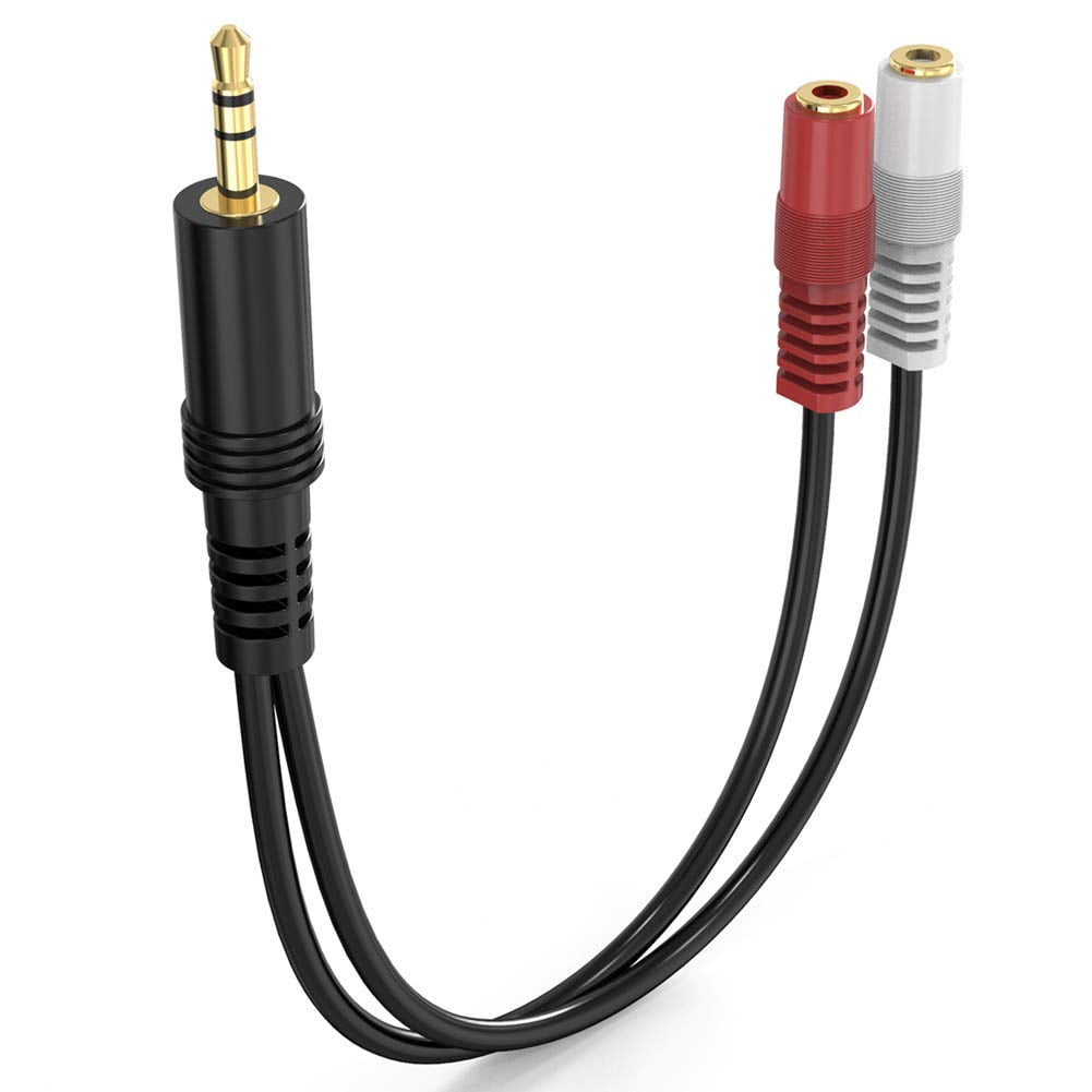 3.5mm Stereo to Dual Mono Cable, 6inch 1/8" TRS Male to 2 TS Mono Female Adapter Gold-Plated ...