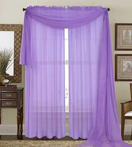 3 Piece Sheer Panel & Scarf Window Treatment Set | Decotex - Walmart.com