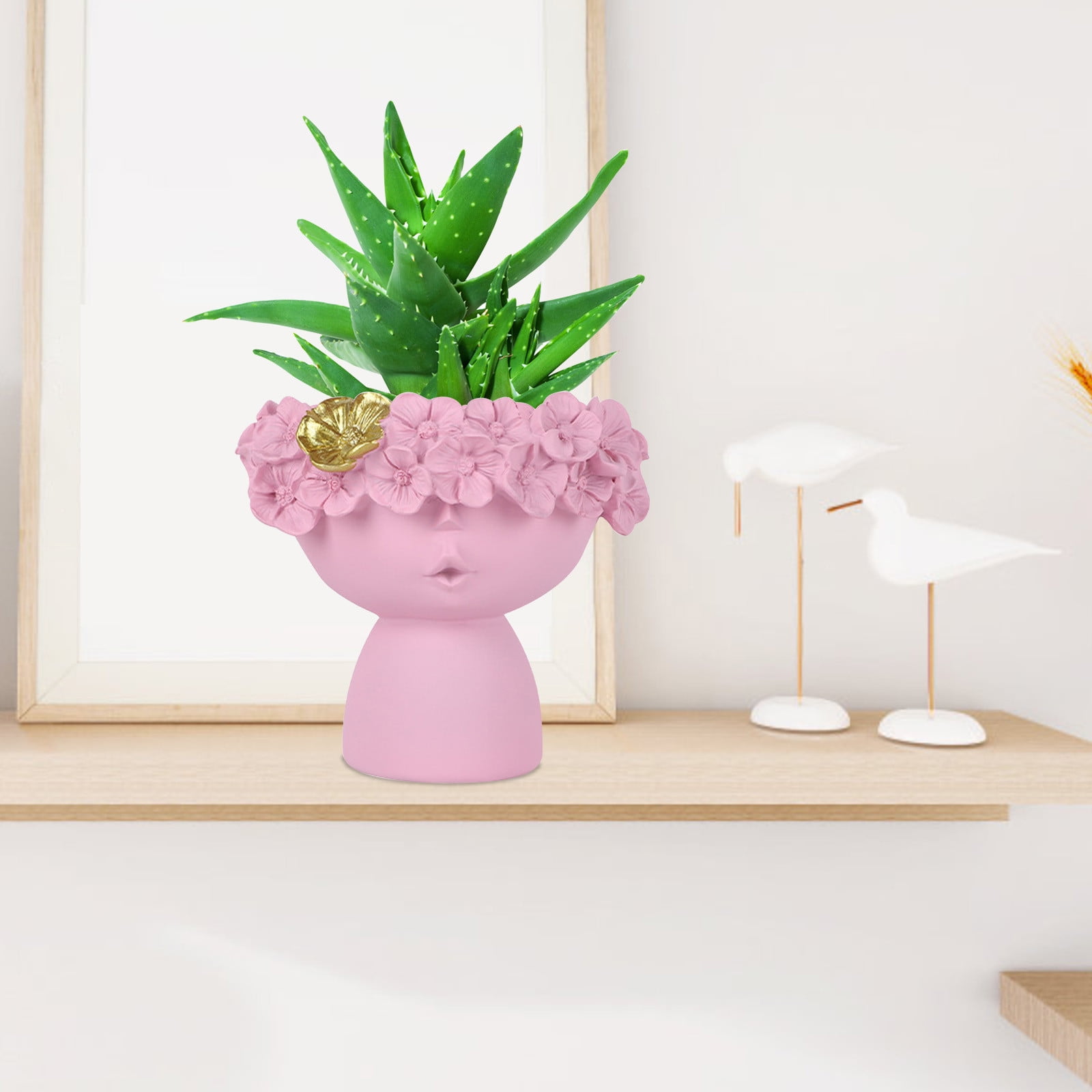 BeforeyaynCute Flower Wreath Girl Vases Crown Doll Head Container ...