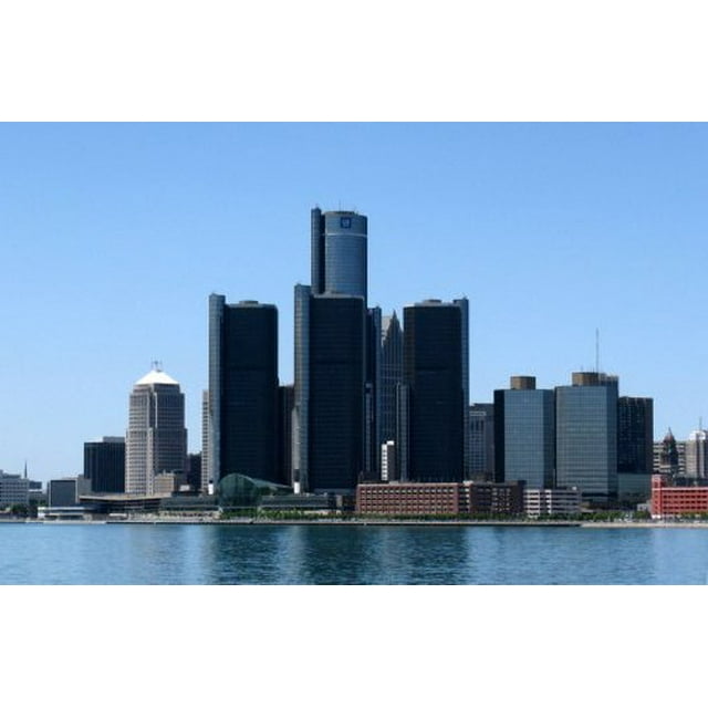 Detroit Skyline Poster 24x36 Art Poster 24x36 Unframed, Age: Adults ...