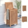 vidaXL Wash Bin Laundry Hamper Basket with Lid for Clothes Solid Wood ...