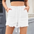 RYRJJ Womens High Waisted Skinny Stretchy Denim Shorts Drawstring ...