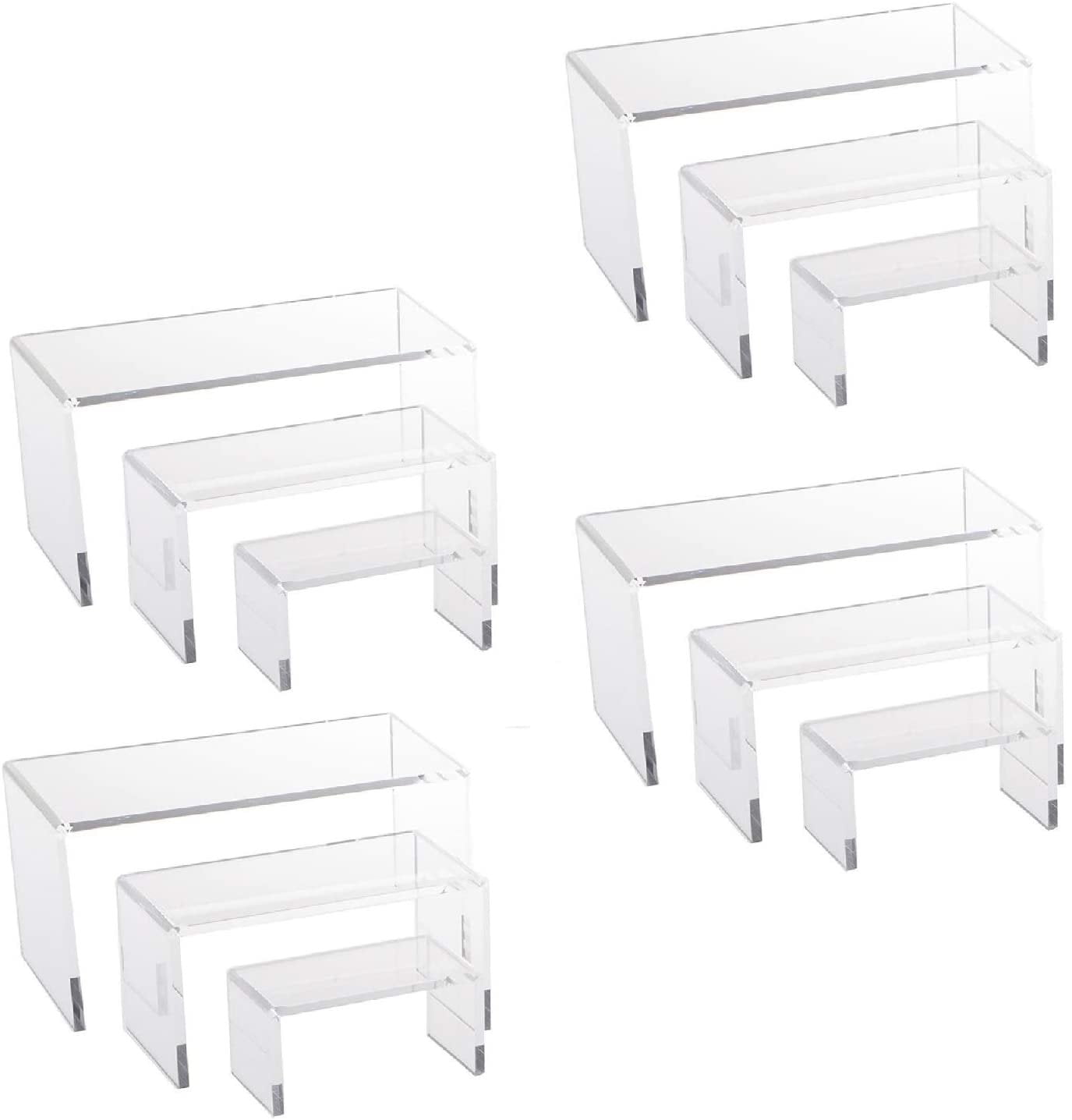 4 Sets, 3 Piece Acrylic Riser Set (Small Rectangle - 12 Pieces ...