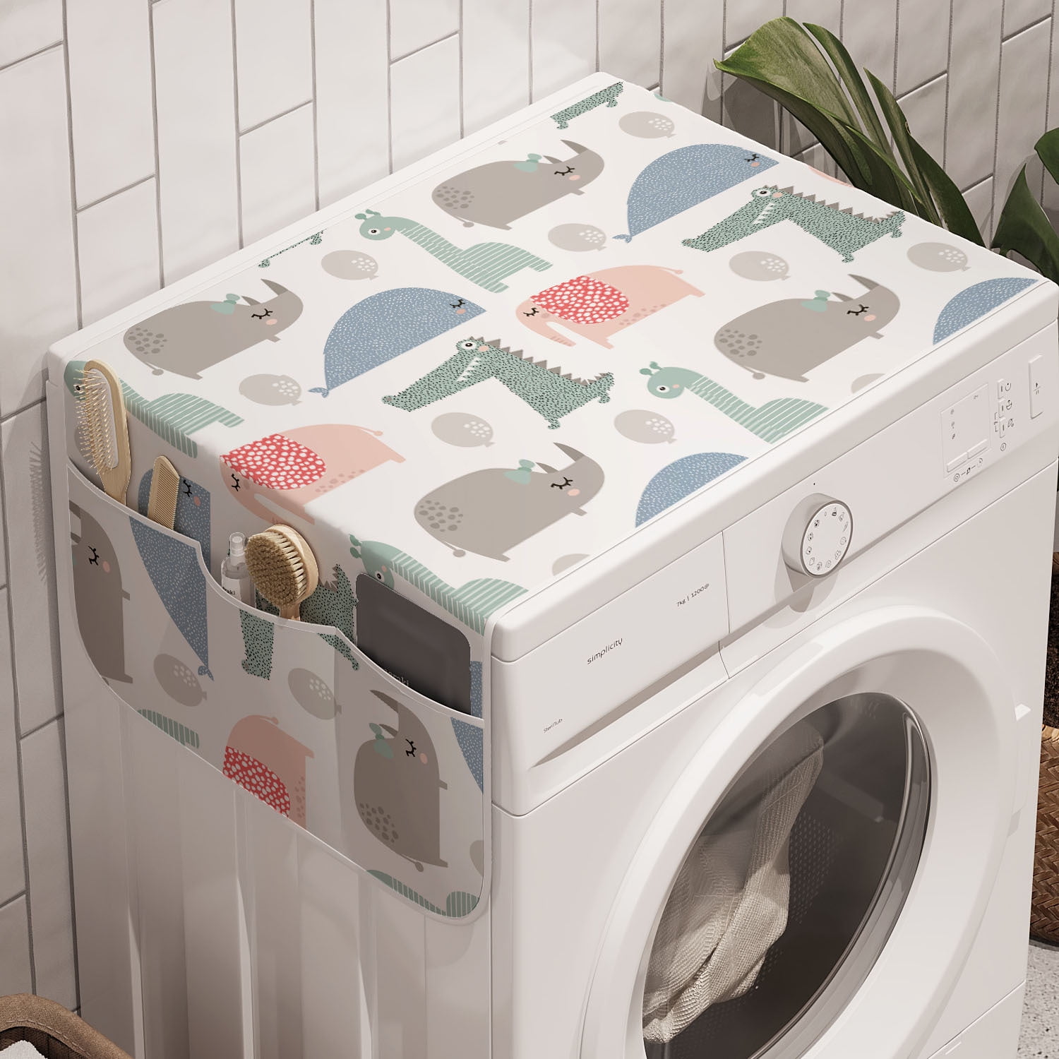Nursery Washing Machine Organizer, Pastel Cartoon of Crocodile and ...
