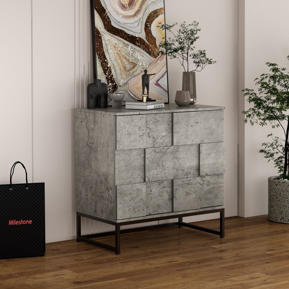 Hassch Modern Storage Cabinet with Doors, Accent Cupboard, Cement Grey ...