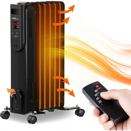 1500W Oil-Filled Radiator Space Heater, with Remote Control, Full Room ...