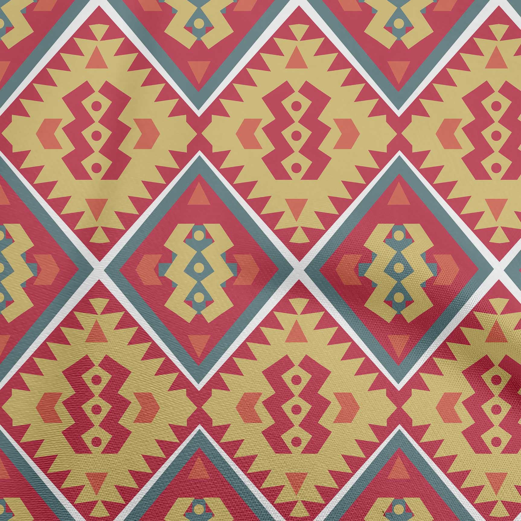 oneOone Silk Tabby Maroon Fabric Tribal Sewing Material Print Fabric By ...