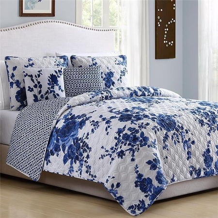 Ellison First Asia 18561704BW-MUL Bella Quilt Set, Blue - King Size, 5 ...