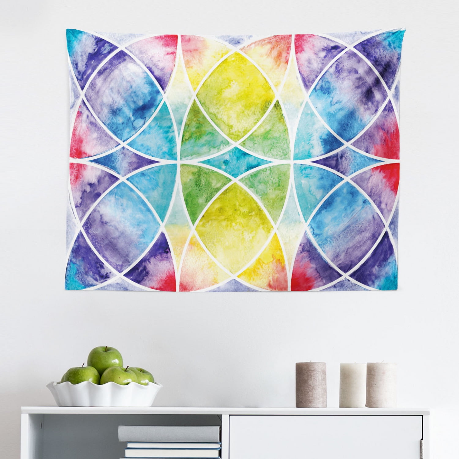 Geometry Tapestry, Digital Futuristic Tree of Life Space Plains Pattern ...