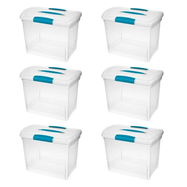Sterilite Large Nesting ShowOffs Clear File Box w/ Handle, (6 Pack ...
