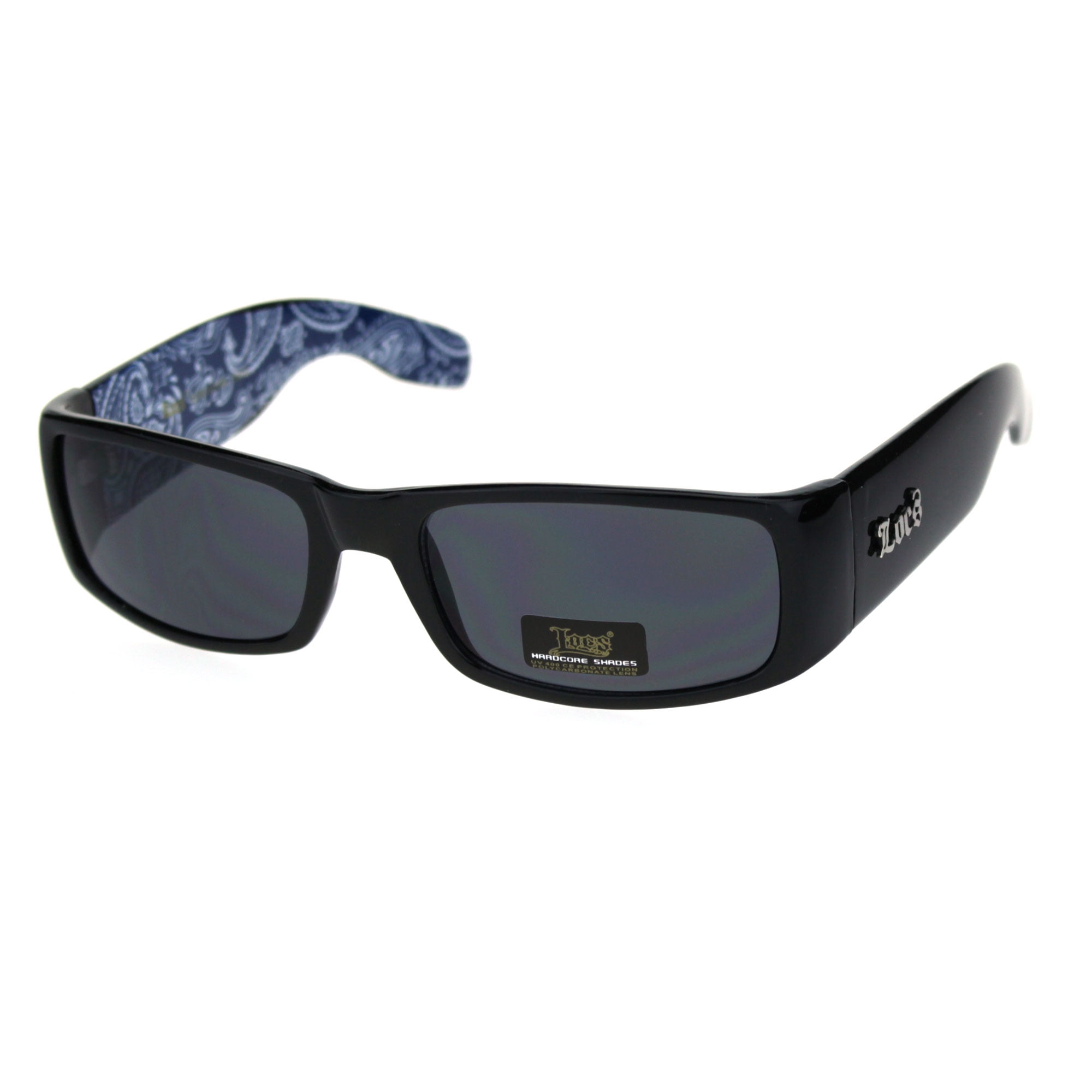 Locs Gangster Bandana Print Arm Classic Rectangular Cholo Sunglasses ...