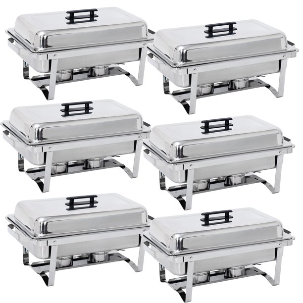 SuperDeal 8 Quart Stainless Steel Chafing Dish Silver Rectangle Foldable for Buffet Catering ...