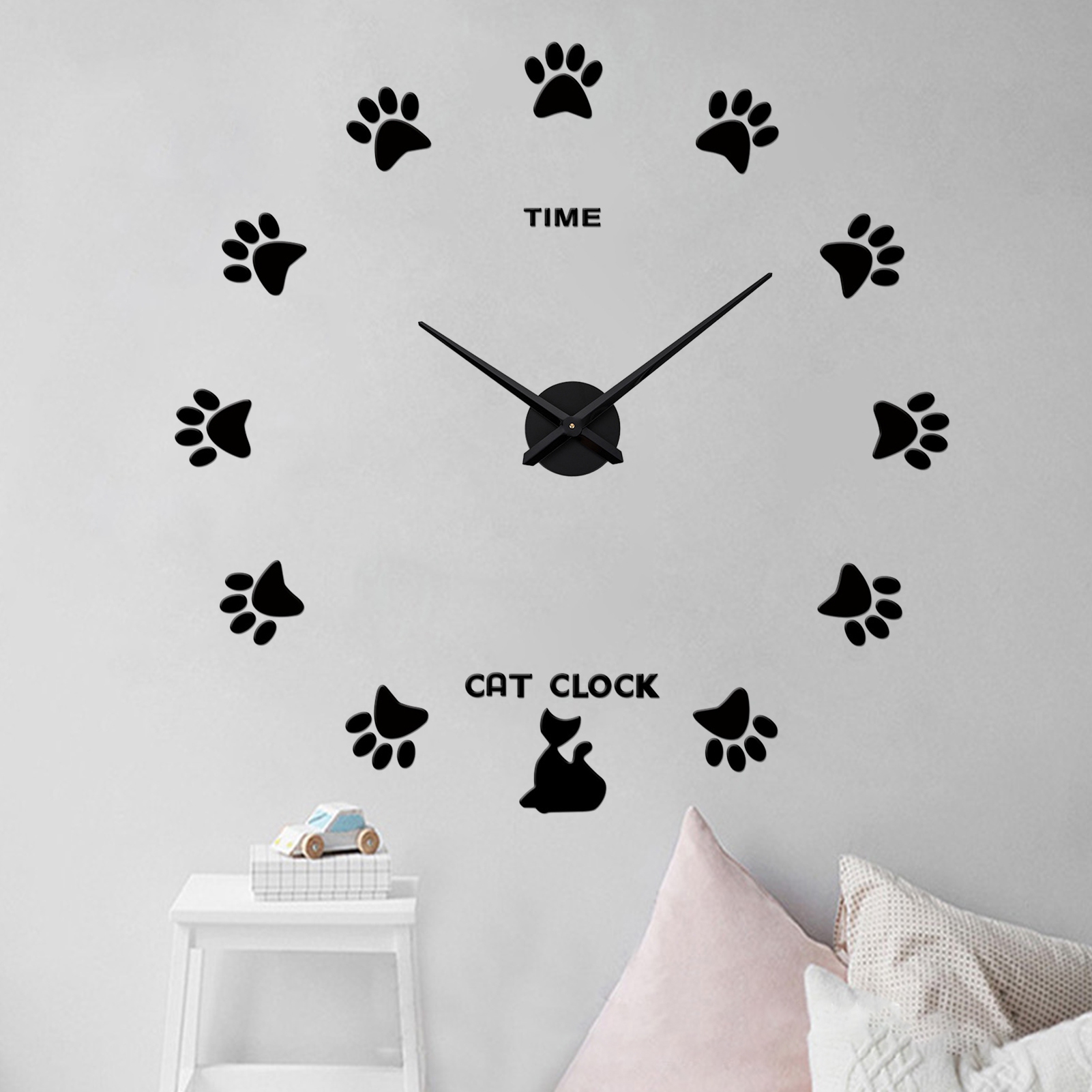 Washranp Wall Clock,Acrylic DIY 3D Cat Claw Shape Frameless Large Wall ...