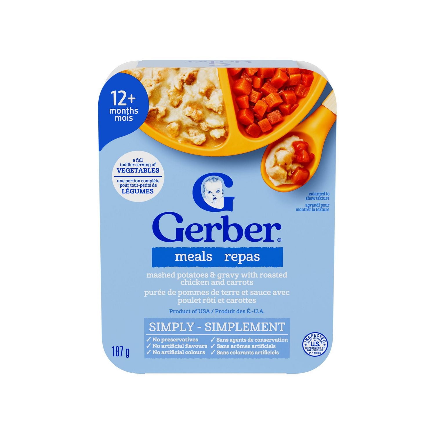 GERBER MEALS Mashed Potatoes & Gravy With Roasted Chicken & Carrots ...