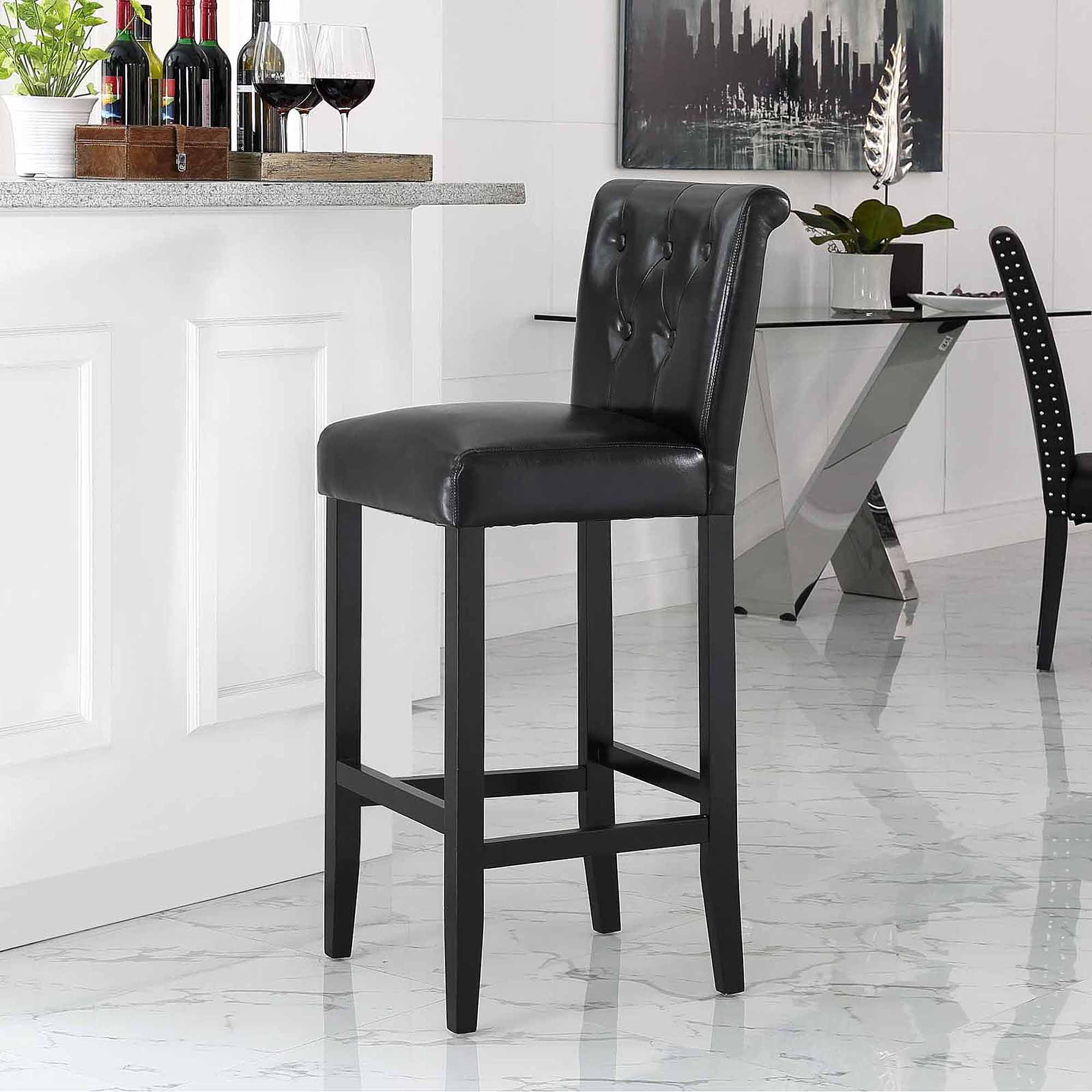 Modway Tender Leatherette Bar Stool Fully Assembled, Multiple Colors ...