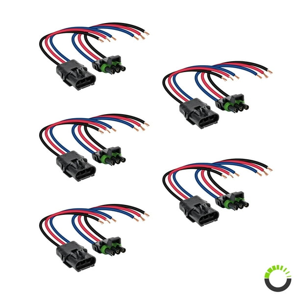 5pc 3-Wire Weather Pack Connector Kit Assembled with 10" 12 AWG Wires ...
