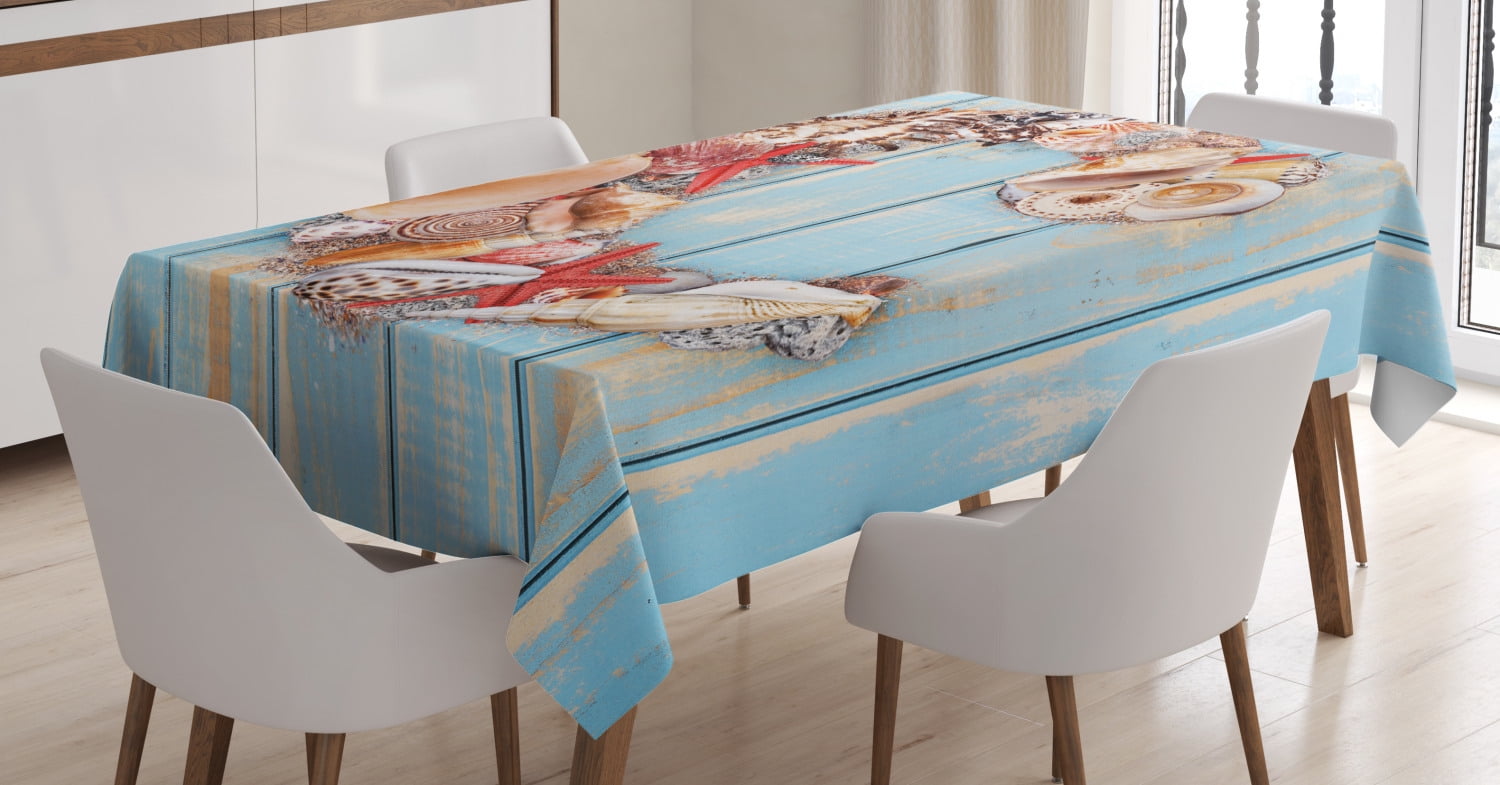 Ambesonne Letter C Tablecloth Rectangular Table Cover, Marine Life ...
