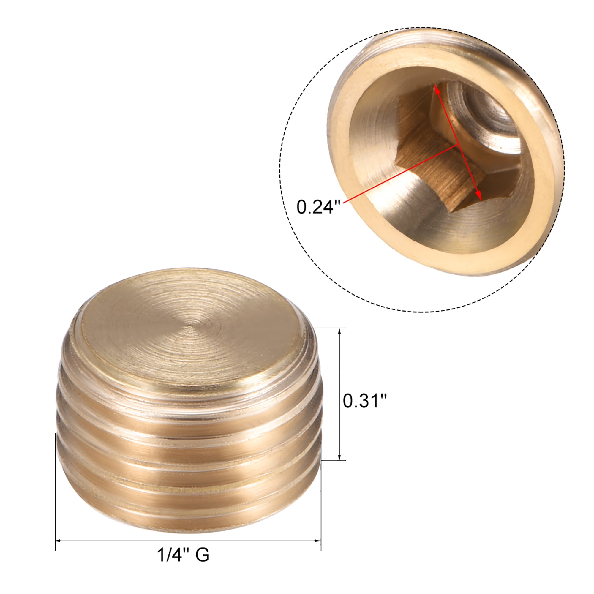 Brass Pipe Fitting, Hex Counter Sunk Plug, Connector Coupling , 1/4 ...