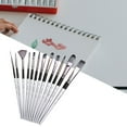 12x Paint Brushes Wooden Handle Flat Pointed Tip Paint Brush Pen Set ...