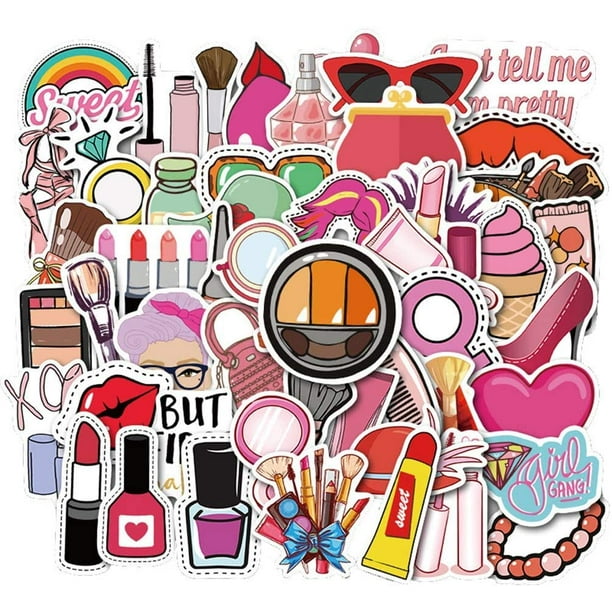 50 Pcs Cute Pink Girls Stickers for Laptop and Water Bottles ...