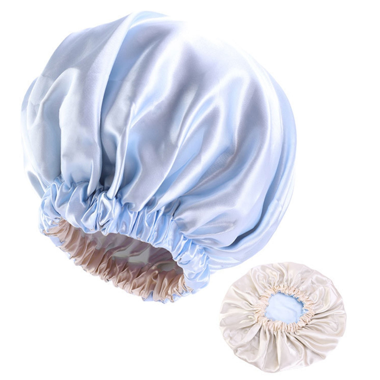 Wojeull Hat Xl Stretch Wide Brim Double Layer Satin Round Hat Hair Care ...