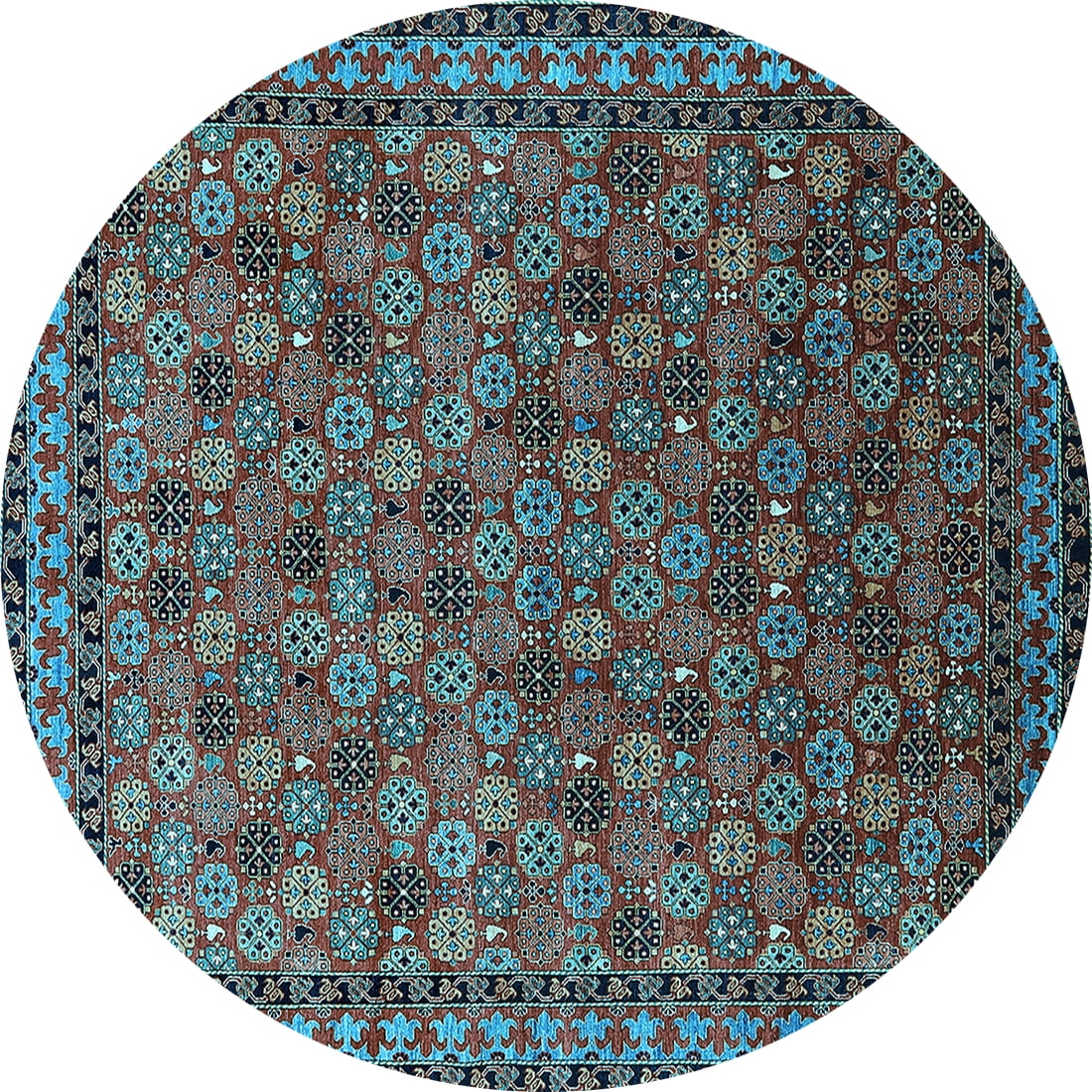 Ahgly Company Indoor Round Oriental Light Blue Industrial Area Rugs, 8 ...