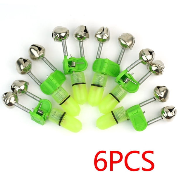Wweixi 6Pcs Night Fishing Rod Tip Clip Red Led Light Twin Bells Ring ...